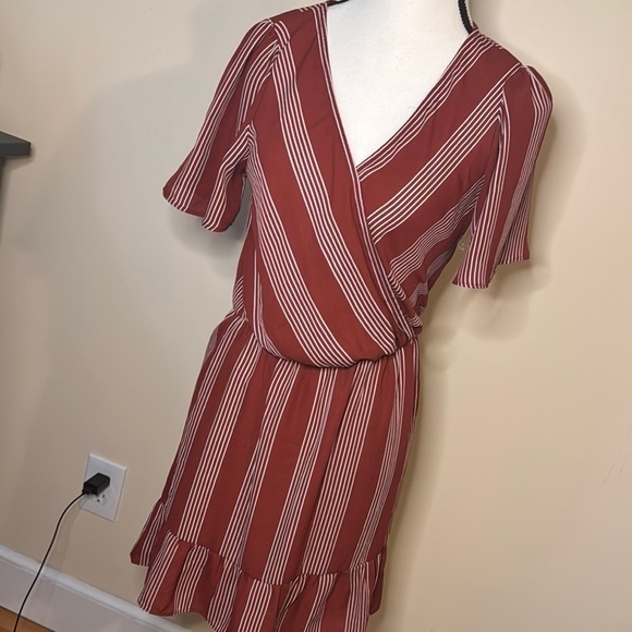 miami | Dresses | Miami Womens Deep Red Striped Xs Summer Dress Low Cut ...